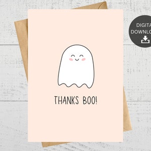 Thanks Boo, Printable Thank You Card, Instant Digital Download - Etsy