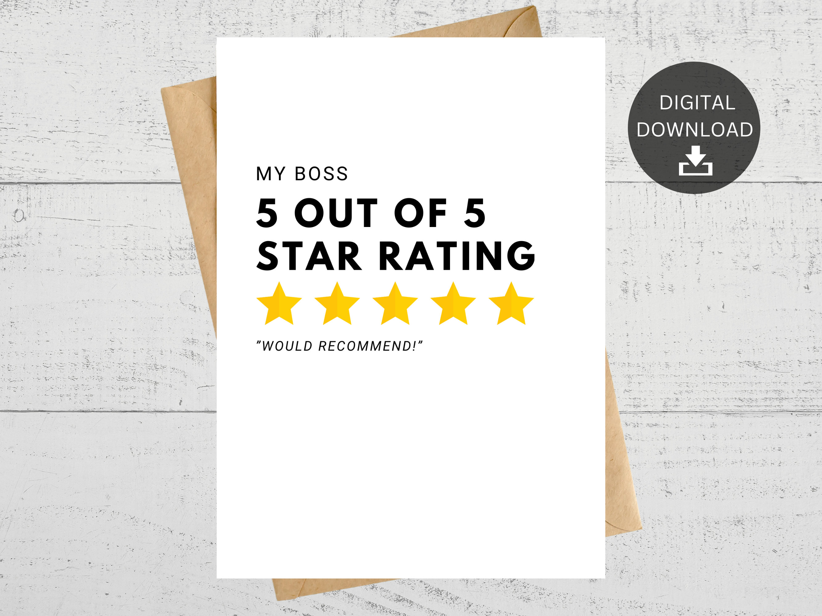 Funny Boss Appreciation Printable Card, Bosses Day, Thank You Boss, 5 ...