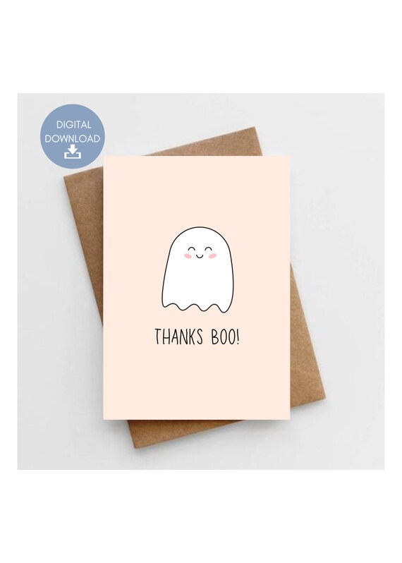 Thanks Boo Printable Thank You Card Instant Digital Download - Etsy