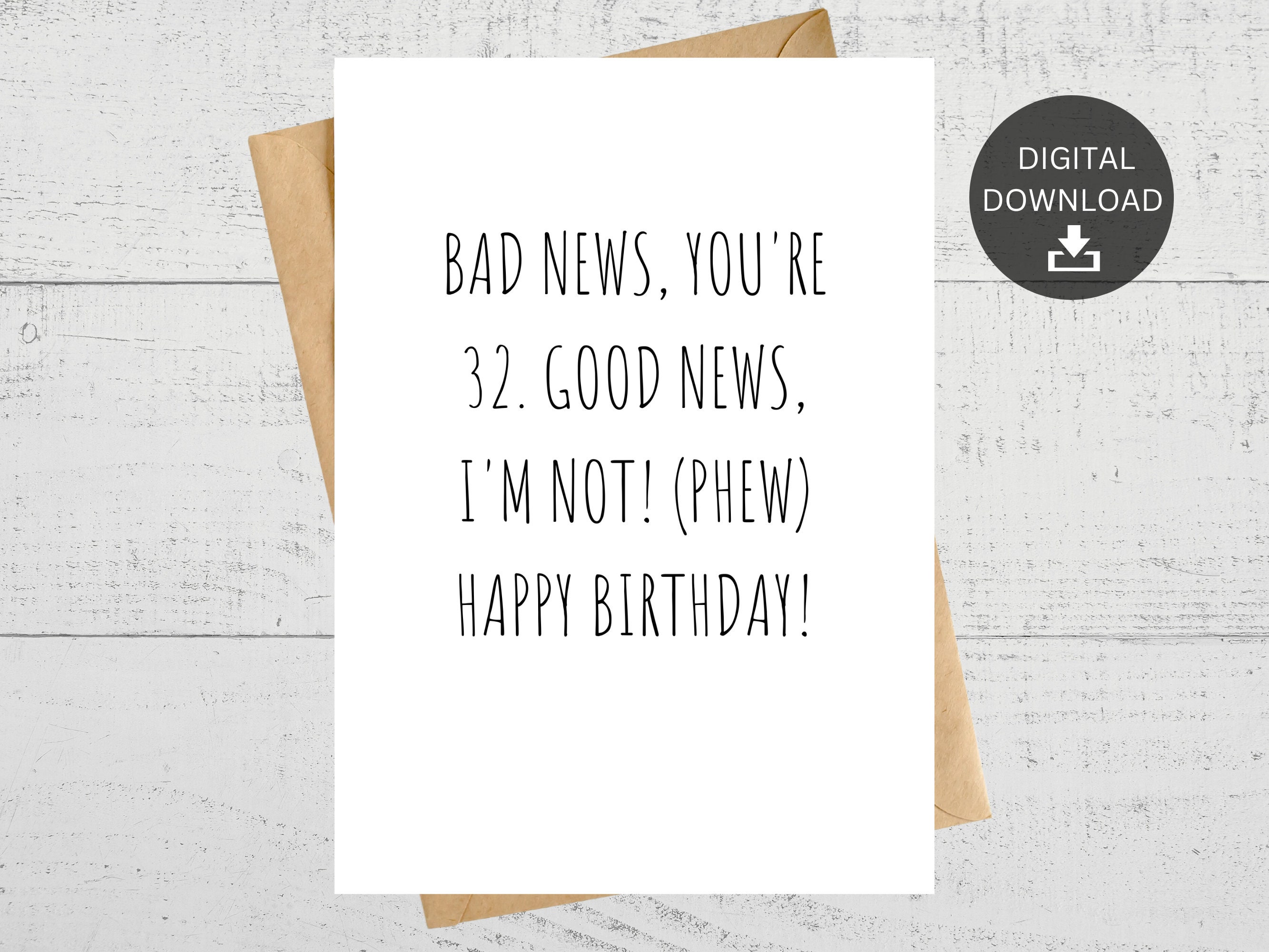 Funny 32nd Printable Birthday, for Friend, for Family Member, Instant ...