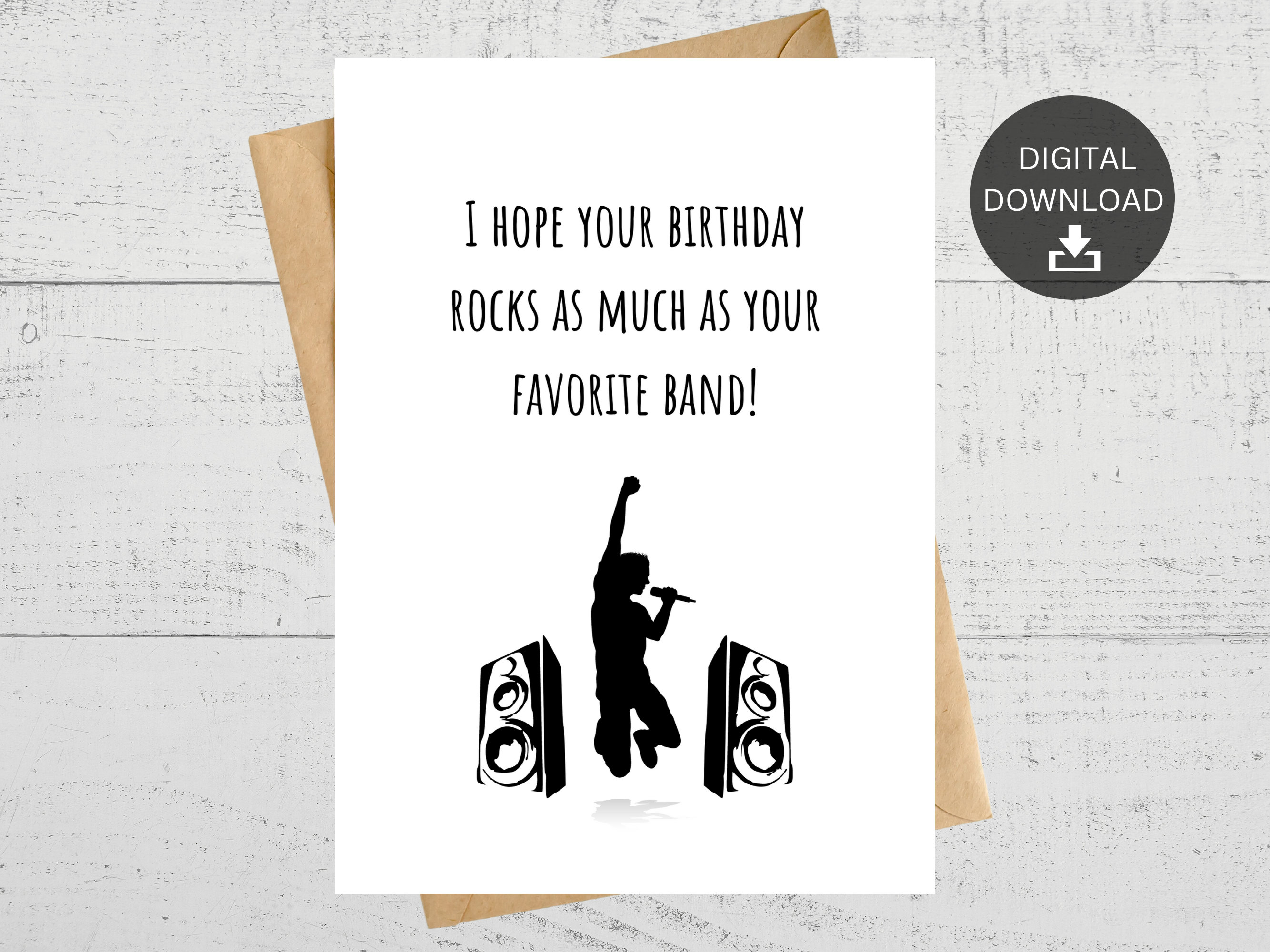 Music Lover Birthday Card, Rock Band Theme (digital Download) - Etsy