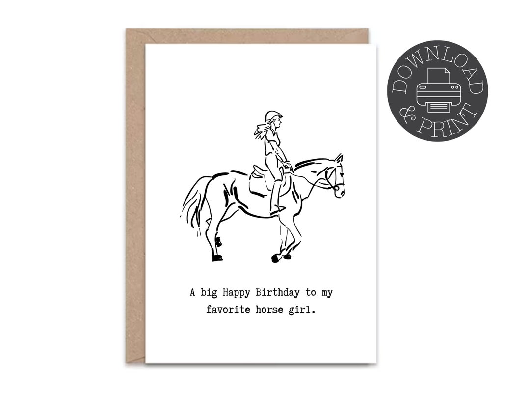 Funny Horse Girl Birthday Card, Equestrian Gift (digital Download) - Etsy