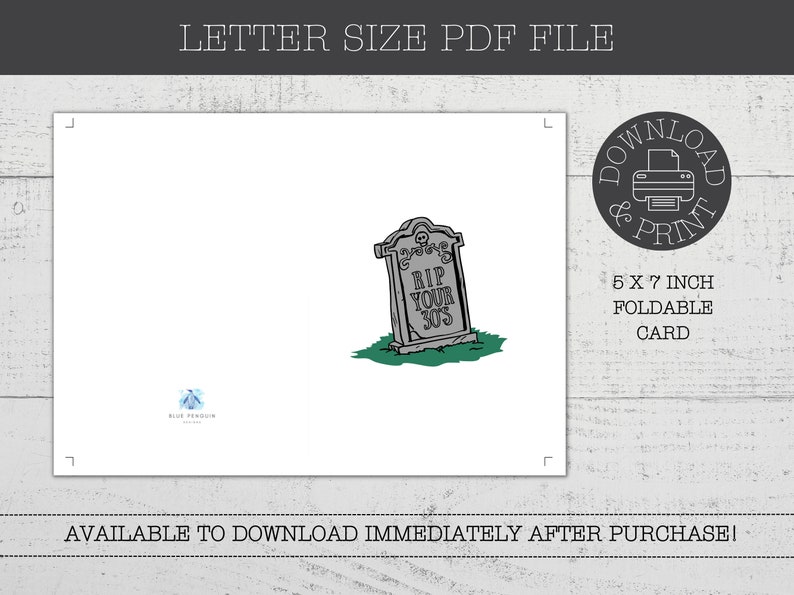 Funny Printable 40th Birthday Card, RIP 30's Card for Friend, Instant ...