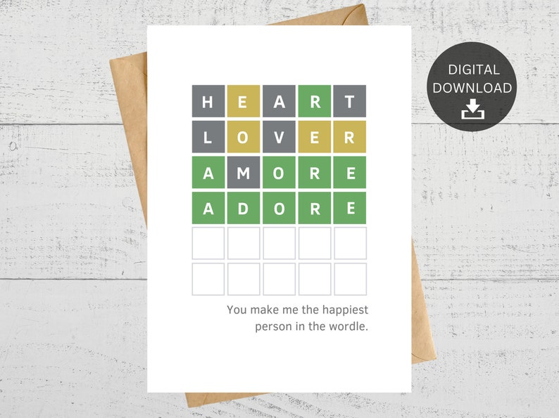 Cute Printable Wordle Card, for Couples, for Anniversary, Instant ...