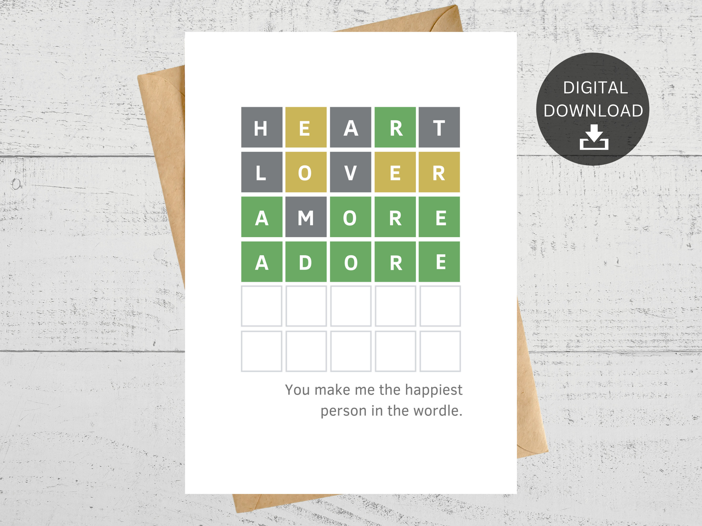 Cute Printable Wordle Card, for Couples, for Anniversary, Instant ...
