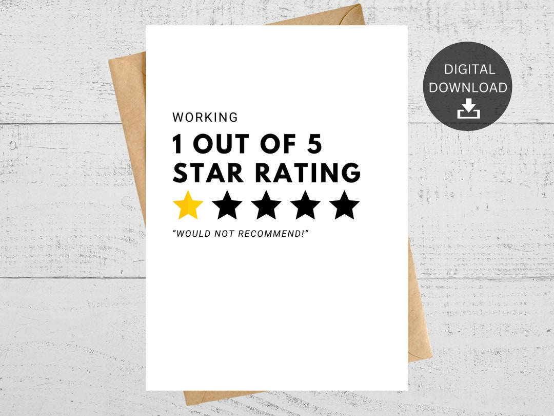 Funny Printable Card for Friend Not Working, Instant Digital Download ...