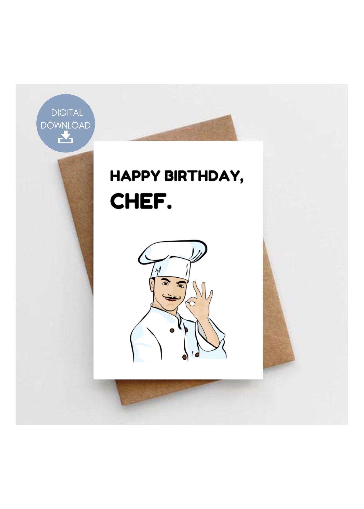 Happy Birthday Chef Printable Greeting Card Instant Digital - Etsy