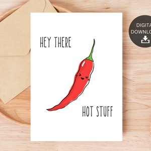 Hey There Hot Stuff Flirty Printable Anniversary Card, for Couples ...