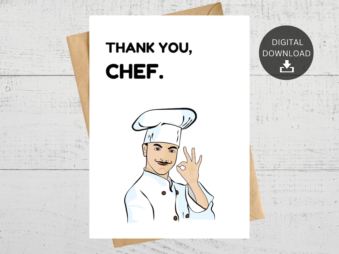 Thank You Chef Printable Greeting Card, Instant Digital Download - Etsy