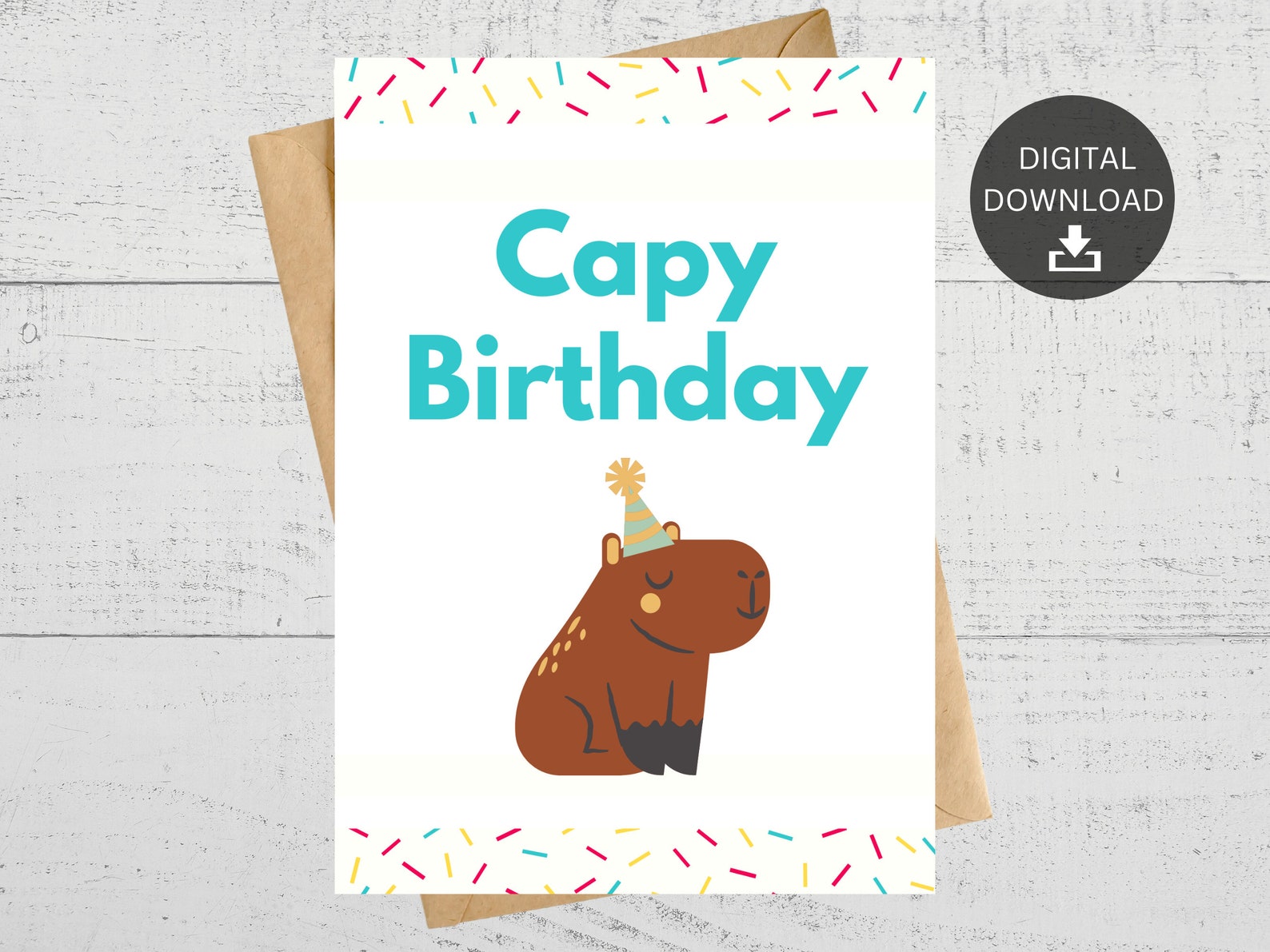Capy Birthday, Printable Capybara Birthday Card, Instant Digital ...