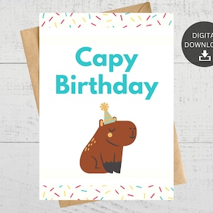 Capy Birthday, Printable Capybara Birthday Card, Instant Digital ...