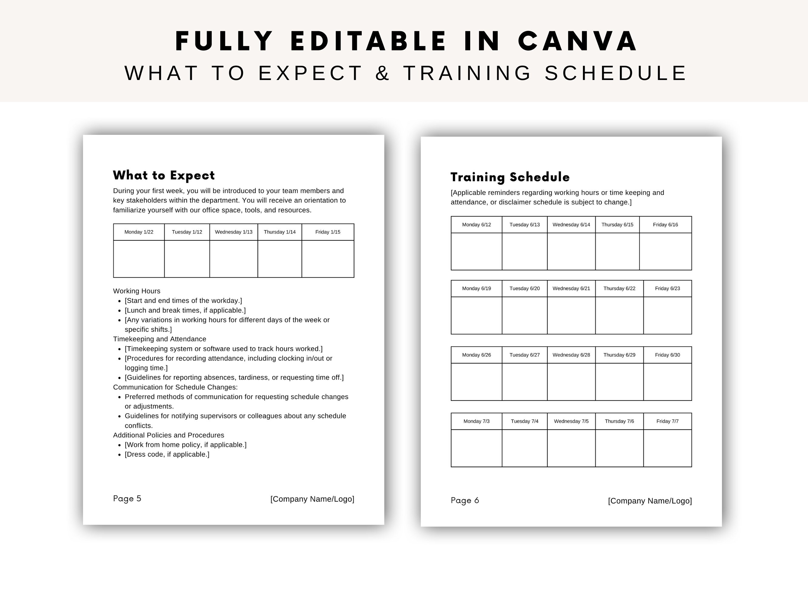 New Employee Welcome Packet Editable Canva Template, Minimal ...