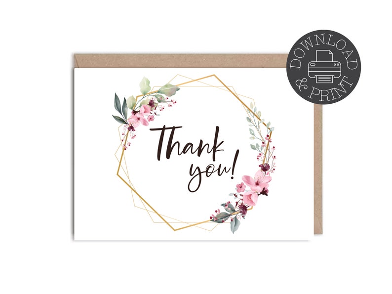 Printable Thank You Card 5 X 7 Foldable Horizontal Thank You - Etsy