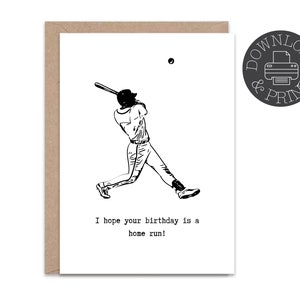 Printable Baseball Birthday Card for Him, Hope Your Birthday is A Home ...