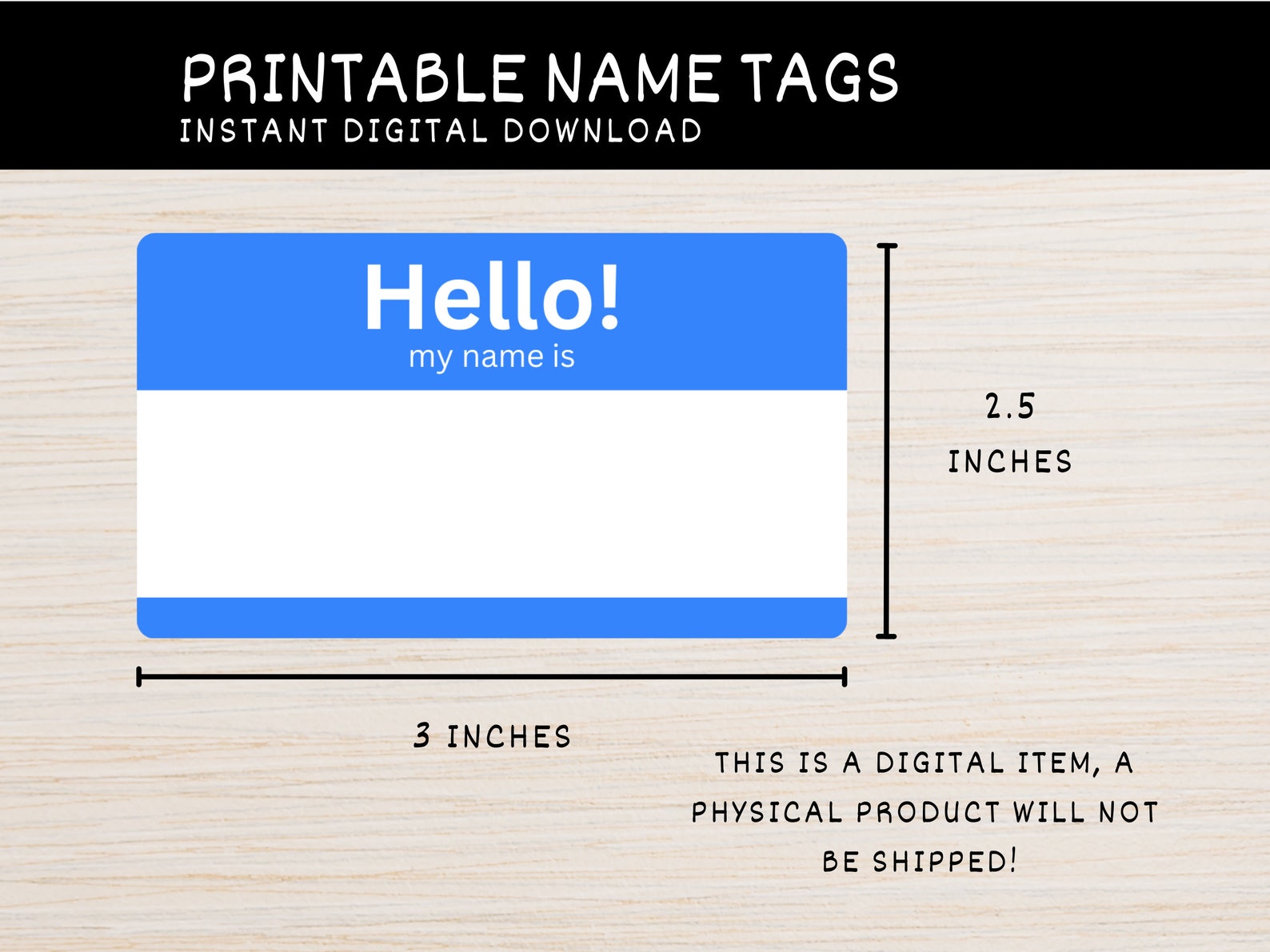 Hello My Name is Printable Name Tag, 6 Colors, 2.5 X 3 Inches, Editable ...