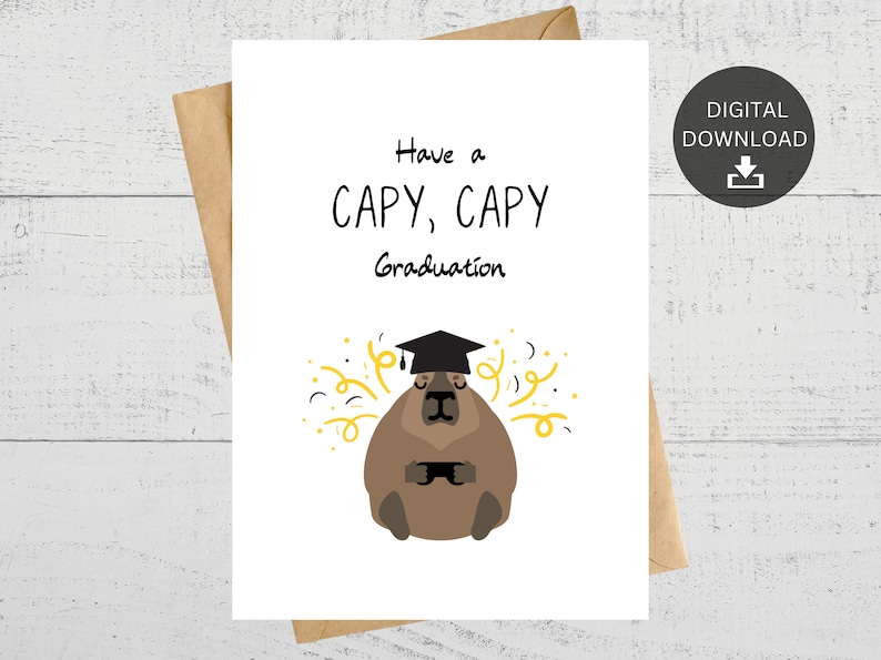 Tener una graduación de Capy Capy, tarjeta de graduación de Capybara ...