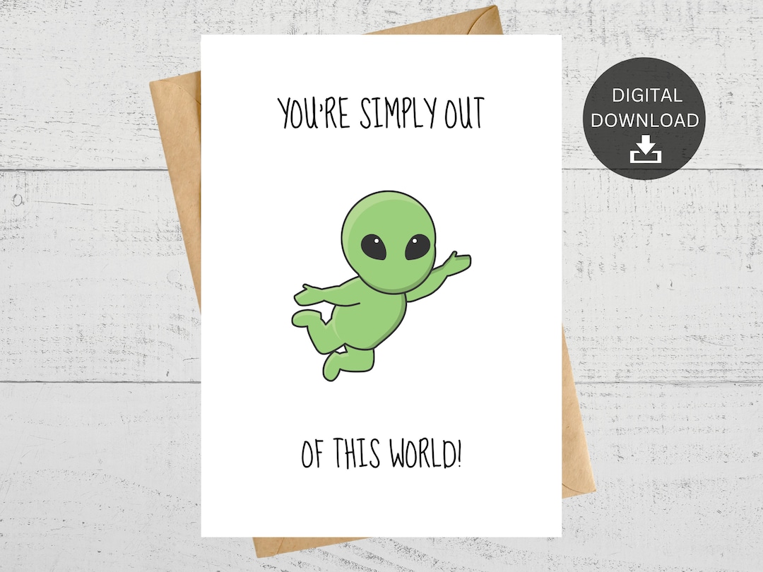 Alien Thank You Card, Space Lovers Greeting (digital Download) - Etsy