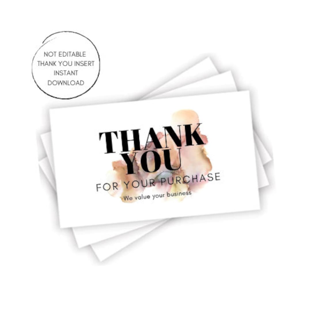 Thank You for Your Purchase Printable Inserts, for Sellers, for ...