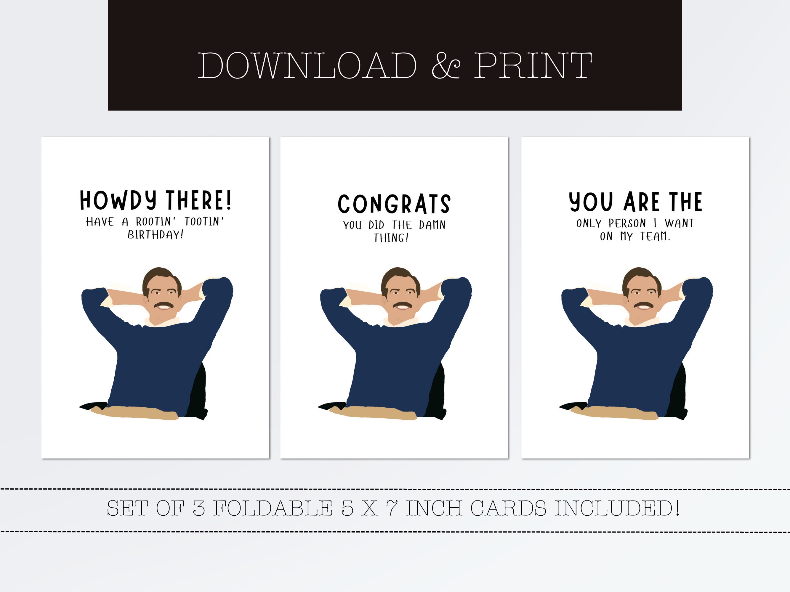 Set of 3 Printable Cards, Fan Gift, Birthday, Congratulations, and ...