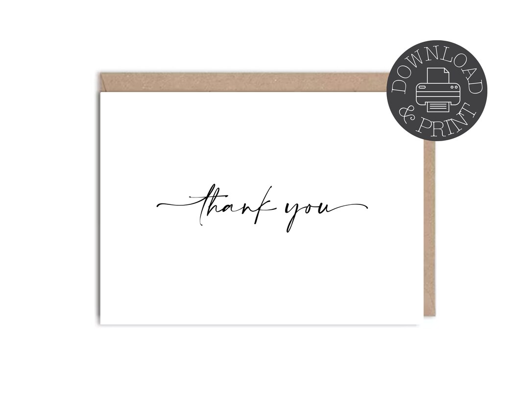 Printable Thank You Card, 5 X 7 Foldable Horizontal Thank You Note ...