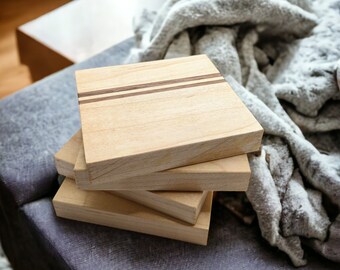 Handmade Walnut and Curly Maple Coasters, Set of 4 - Etsy