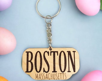 Boston Keychain, Custom Boston Map Key Chain, Customized Mens Keychain ...