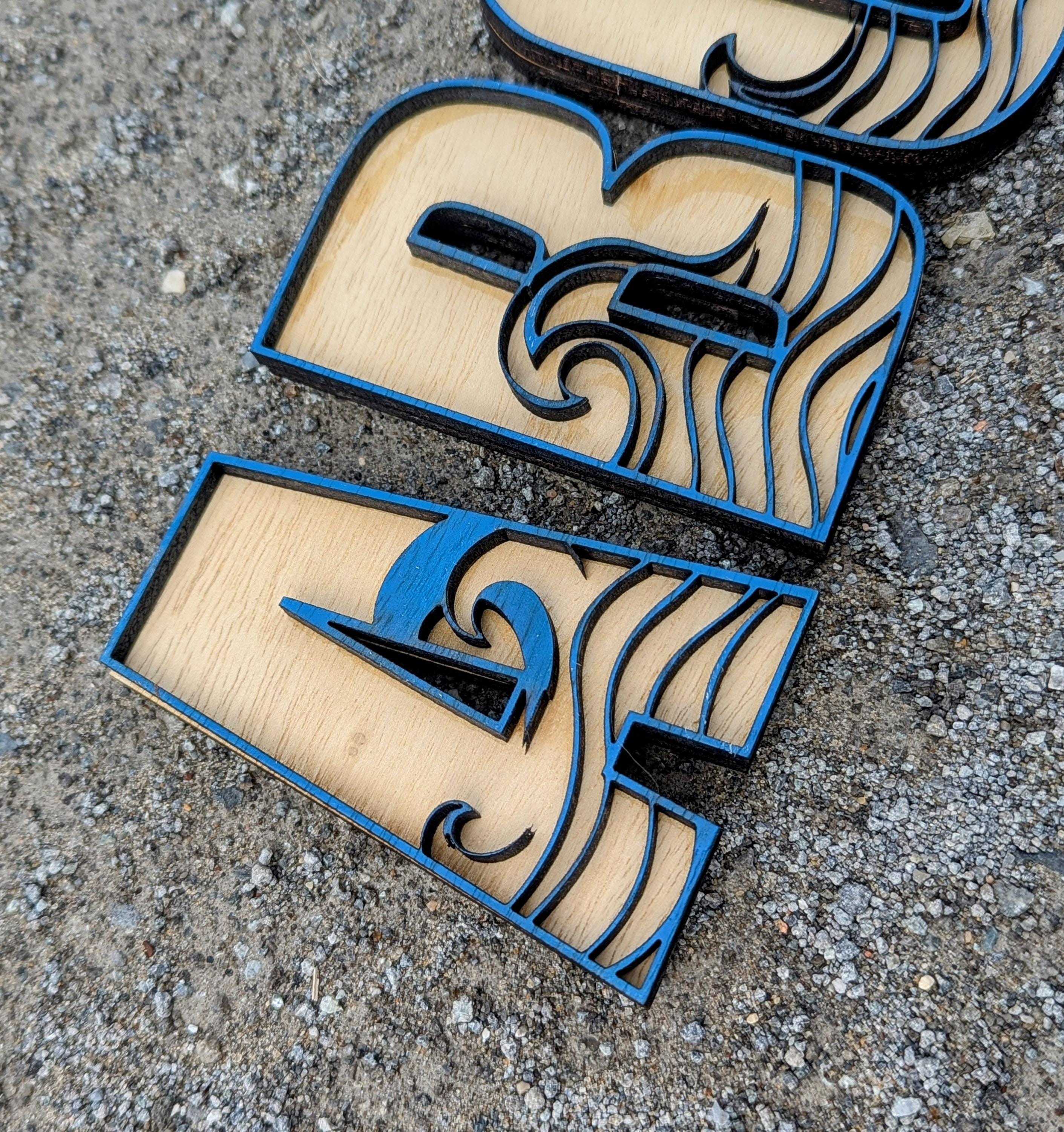 Coastal Ocean Wave Wooden Letters – Laser Cut Nautical Wall Art – Beach ...