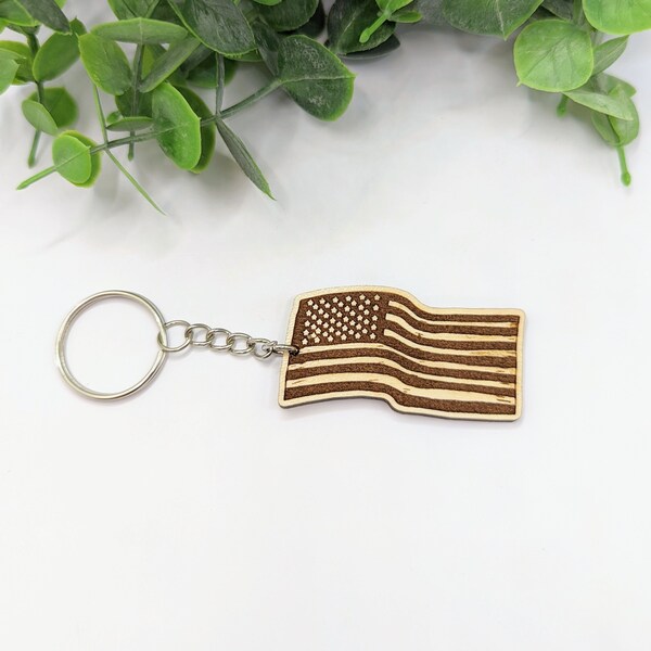 Black and White American Flag Keychain - Etsy