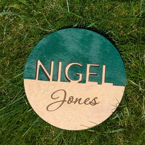 Personalized Wooden Name Sign – Custom 3D Engraved Round Name Plaque ...