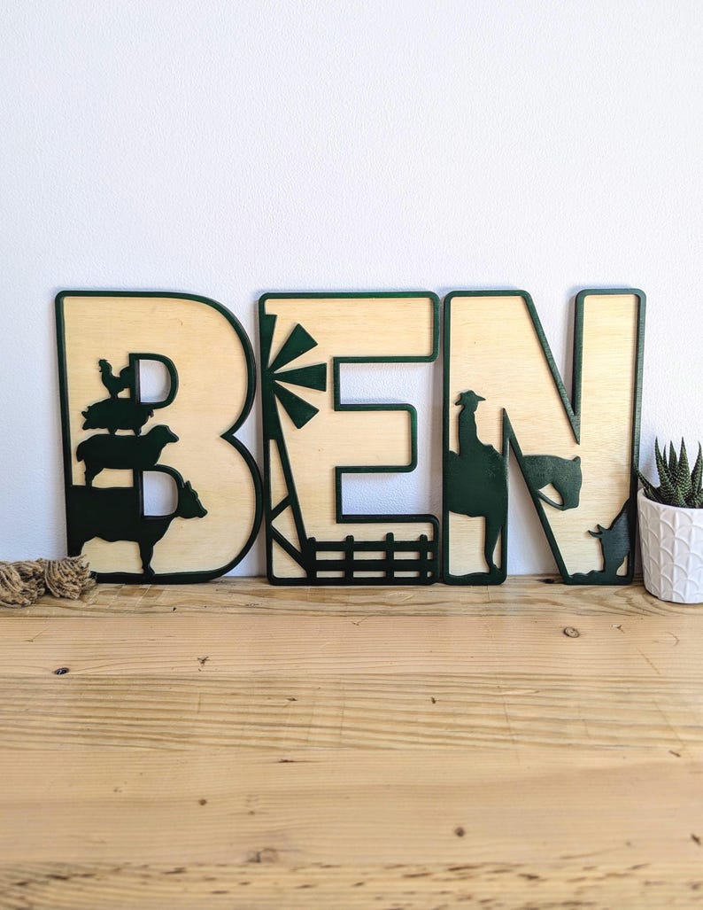 Farmhouse Alphabet Letters – Laser Cut Wooden Letters With Farm Scene ...