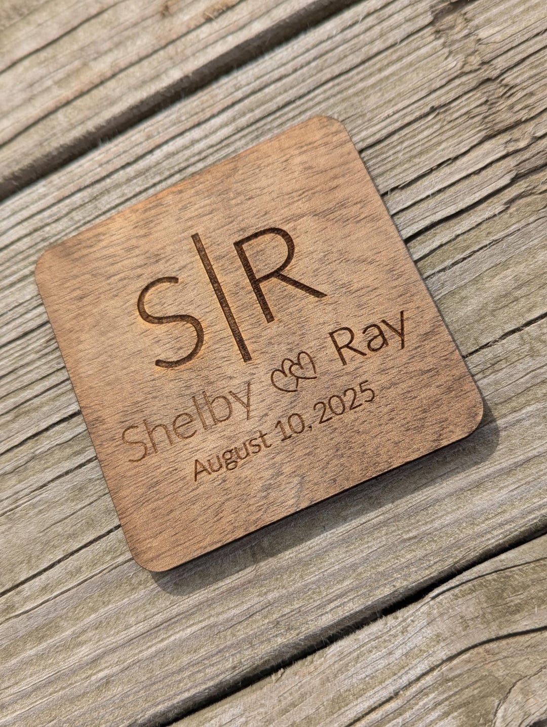 Personalized Wedding Coaster – Custom Engraved Wood Coaster – Rustic ...