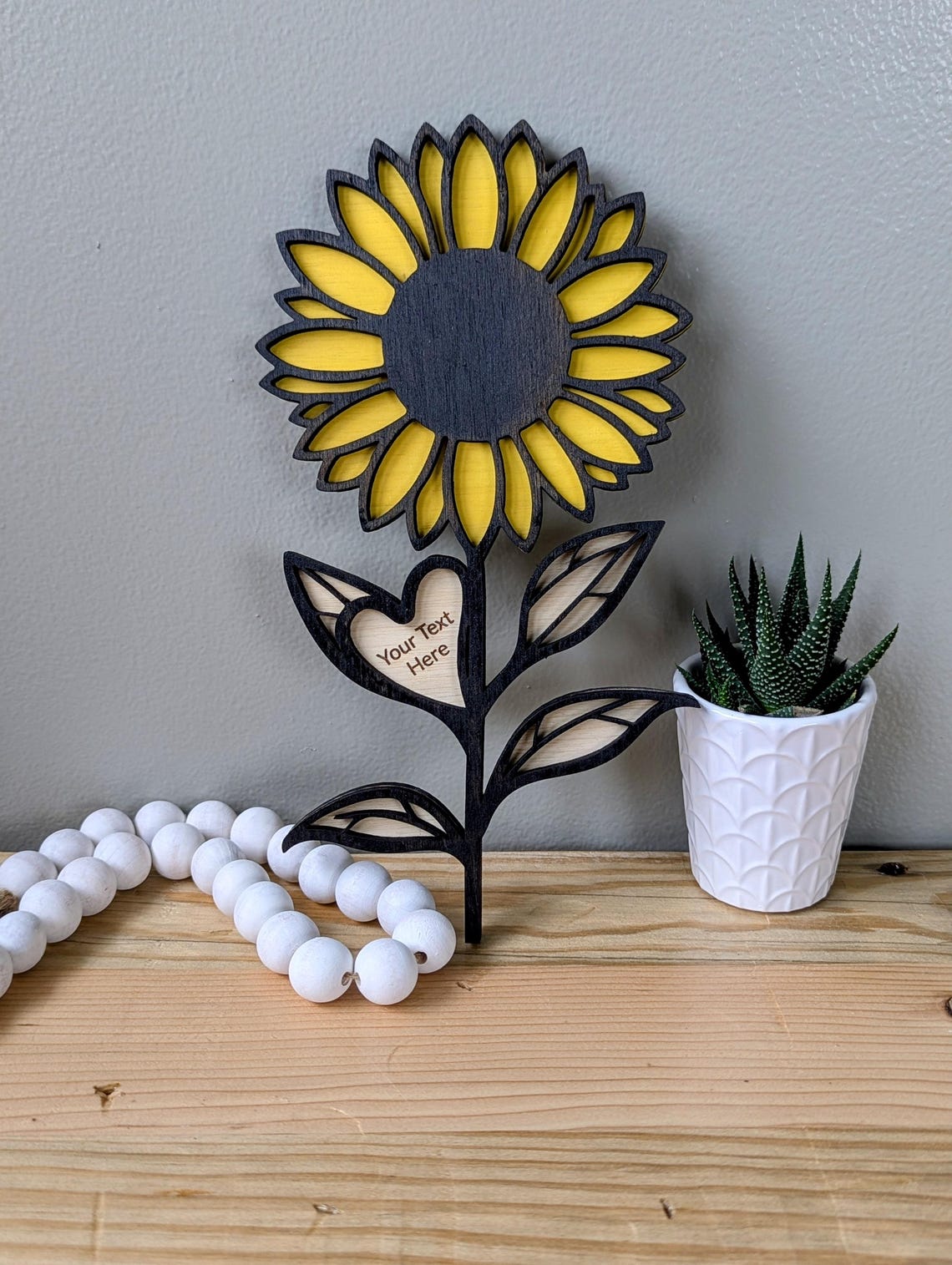 Custom Sunflower Gift With Heart | Personalized Wooden Flower Sign ...