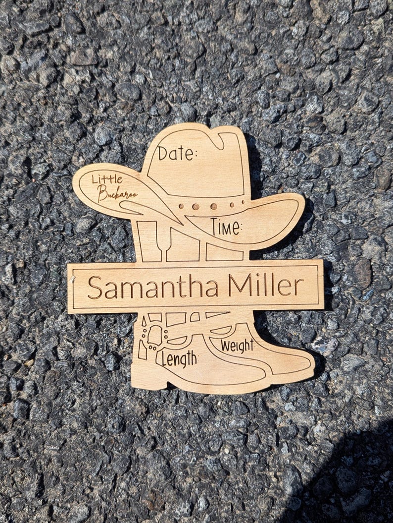 Custom Western Baby Birth Announcement | Little Buckaroo Cowboy Hat ...