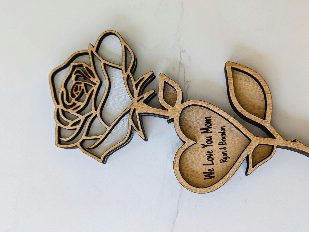 Personalized Wooden Rose Gift for Mom - Custom Mother's Day Rose ...