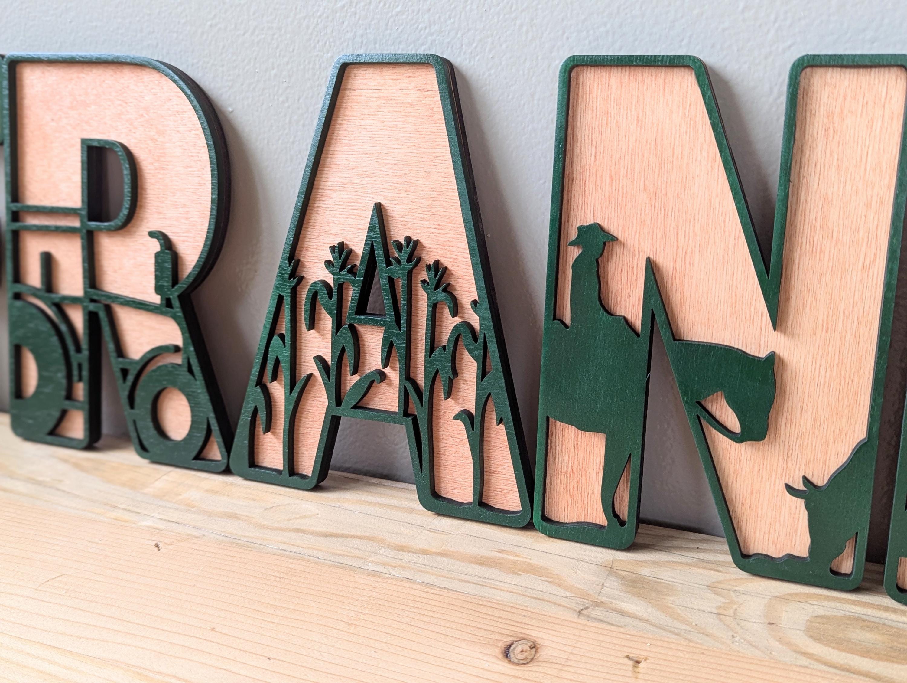 Farmhouse Alphabet Letters – Laser Cut Wooden Letters With Farm Scene ...