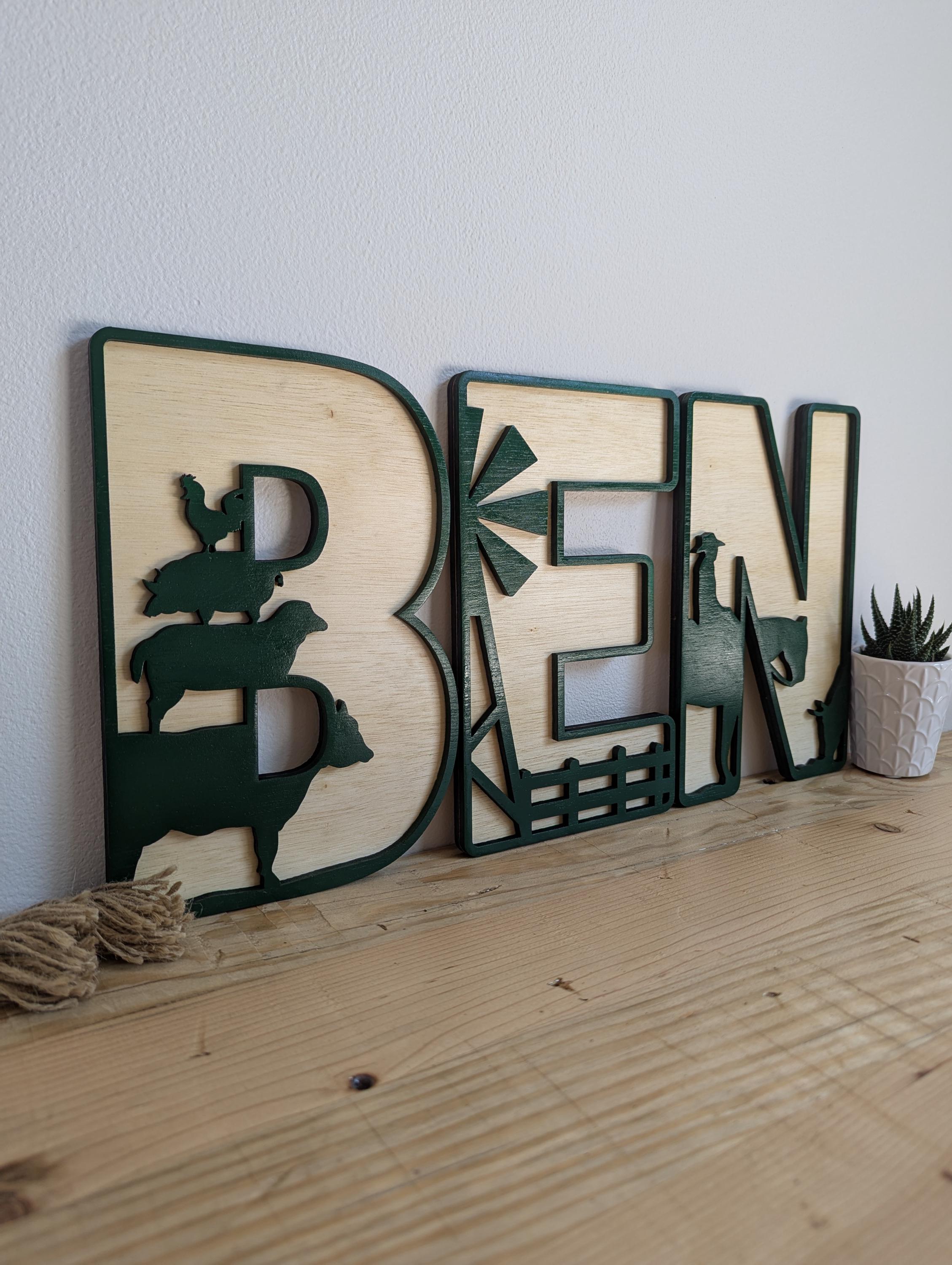 Farmhouse Alphabet Letters – Laser Cut Wooden Letters With Farm Scene ...