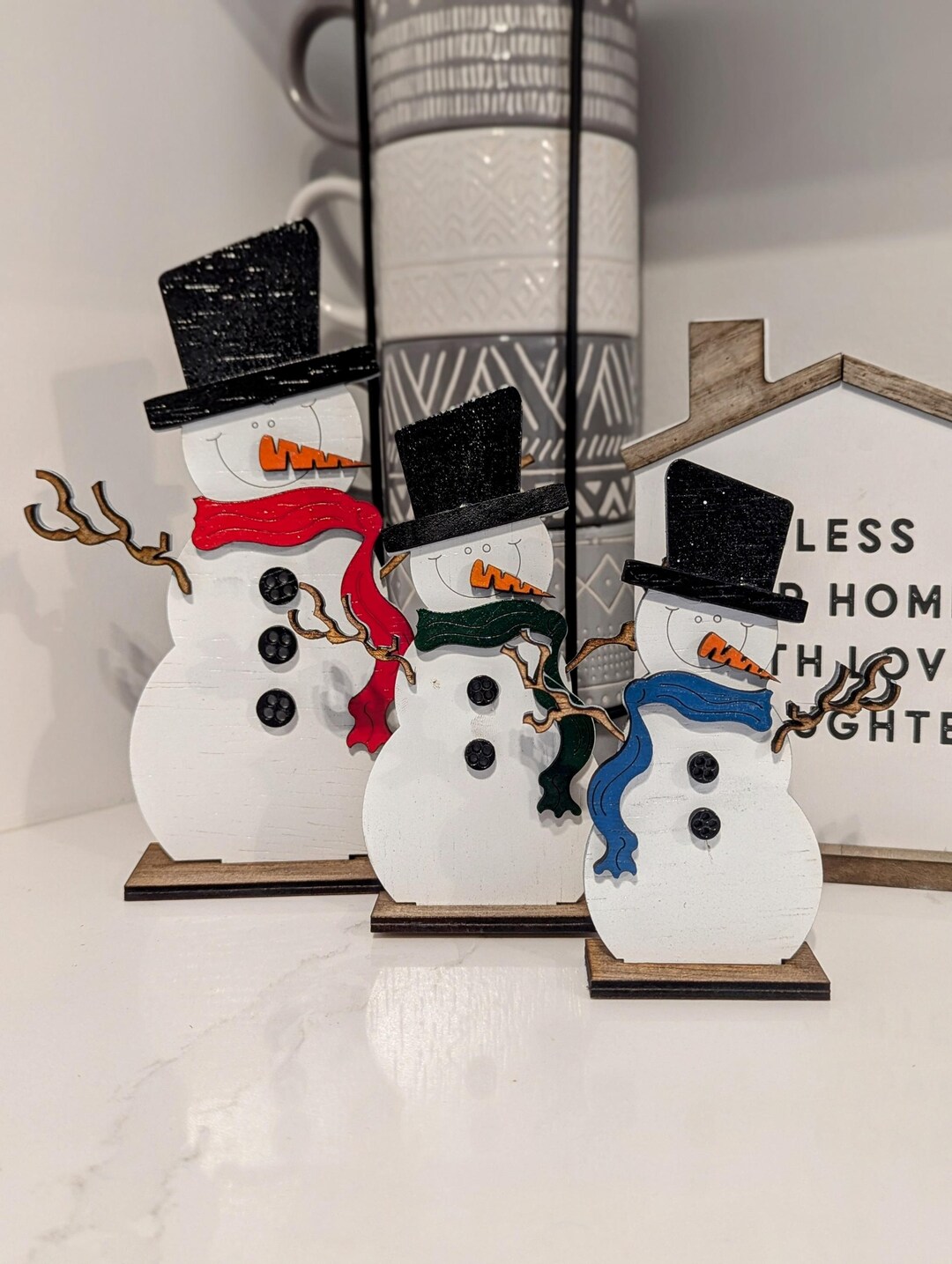 Snowman Decor - Christmas Decor - Snowman Tabletop Decor - Self ...