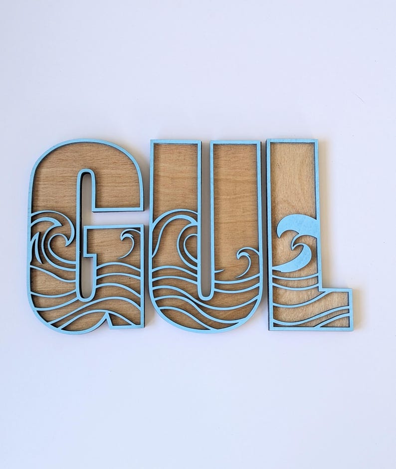 Coastal Ocean Wave Wooden Letters – Laser Cut Nautical Wall Art – Beach ...
