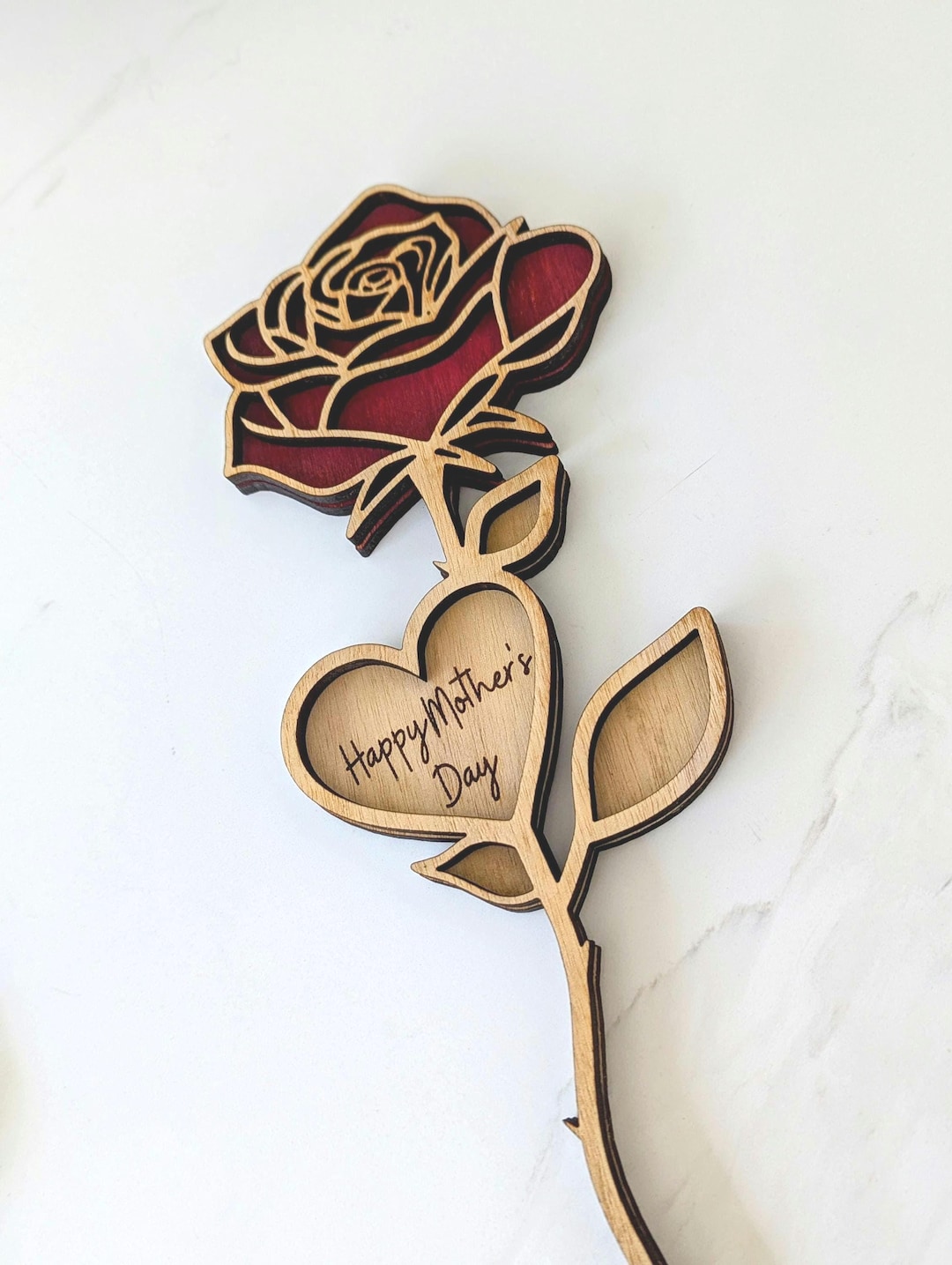 Personalized Wooden Rose Gift for Mom - Custom Mother's Day Rose ...