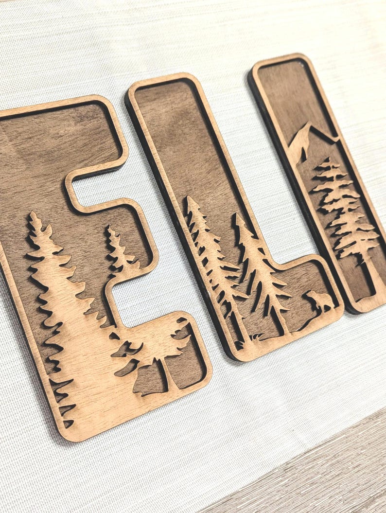 Woodland Nursery Name Sign – Personalized Forest Name Letters, Custom ...