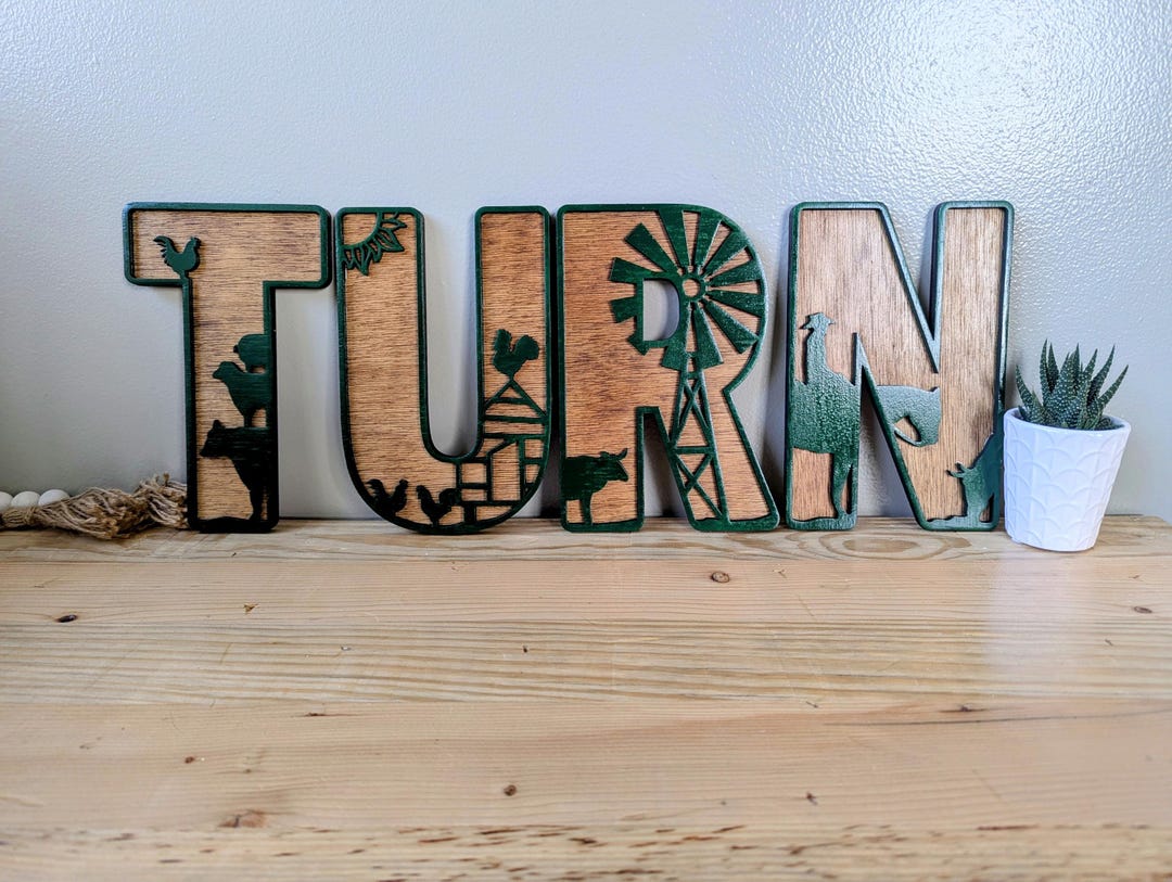 Farm Animal Alphabet Letters – Layered Wood Nursery Wall Decor – Rustic ...