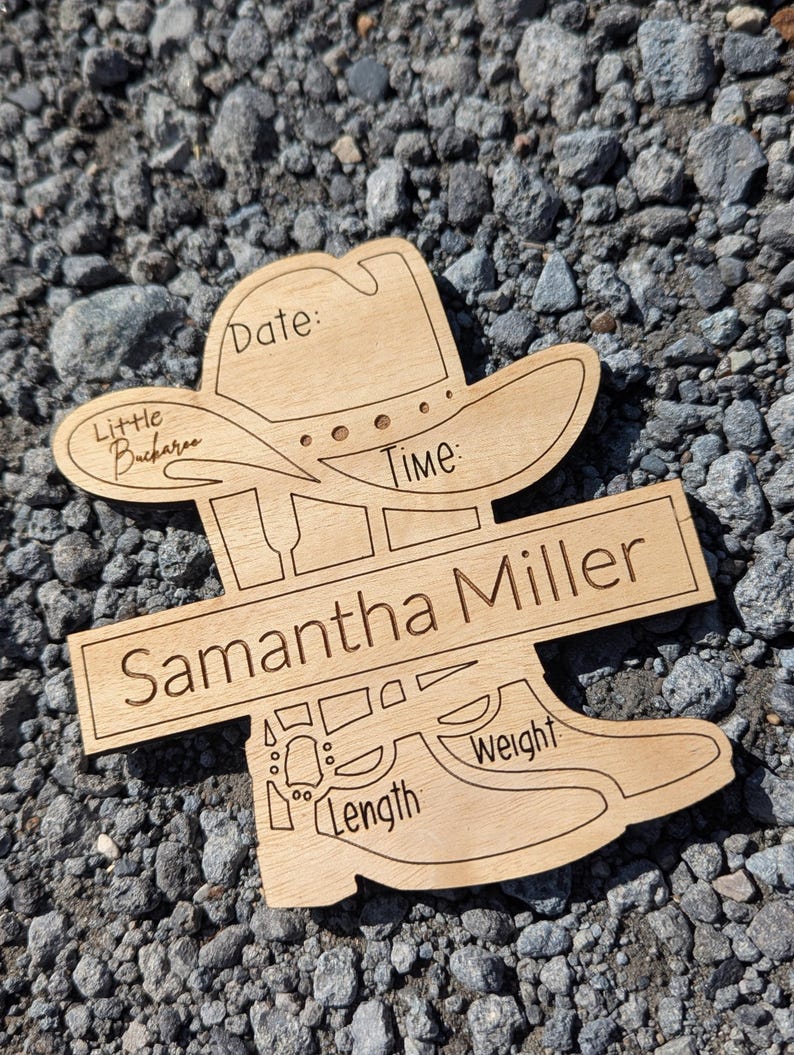 Custom Western Baby Birth Announcement | Little Buckaroo Cowboy Hat ...