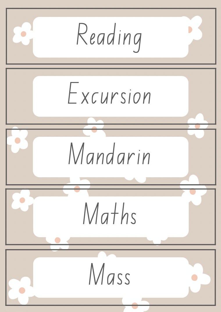 Editable Classroom Timetable Flower Theme - Etsy