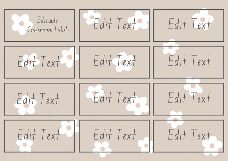 Flower Editable Classroom Labels - Etsy