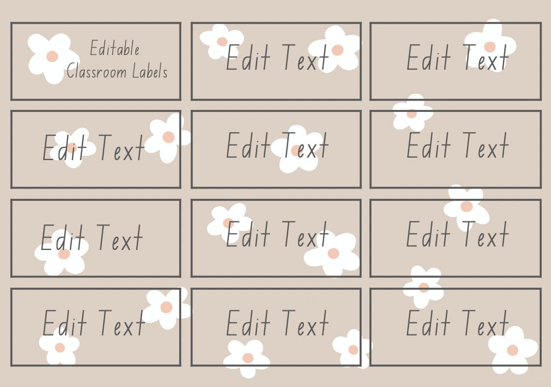 Flower Editable Classroom Labels - Etsy