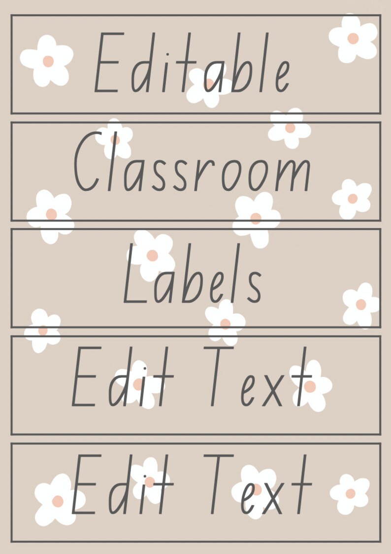 Flower Editable Classroom Labels - Etsy