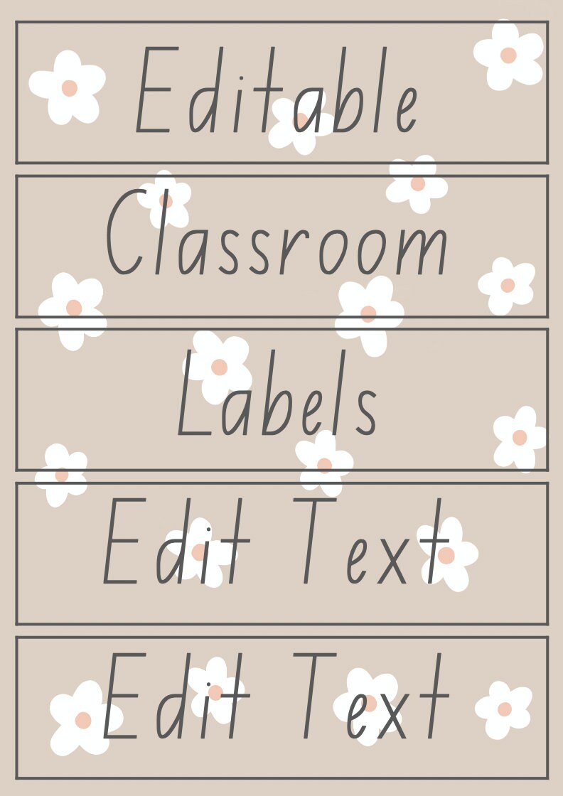 Flower Editable Classroom Labels - Etsy
