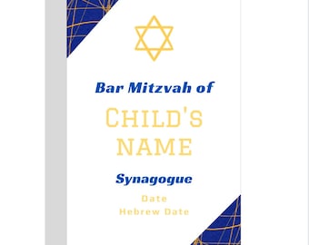 Jewish Ceremony Bat/bar Mitzvah Programs Modern Editable - Etsy