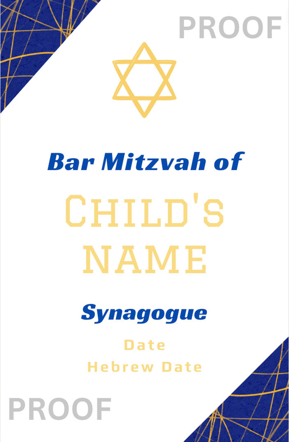 Bar Mitzvah Program Editable Template - Blue and Yellow - Etsy