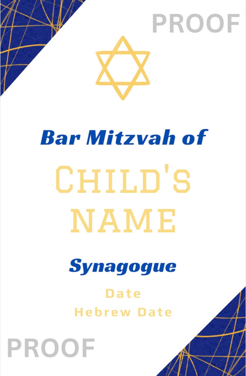 Bar Mitzvah Program Editable Template - Blue and Yellow - Etsy